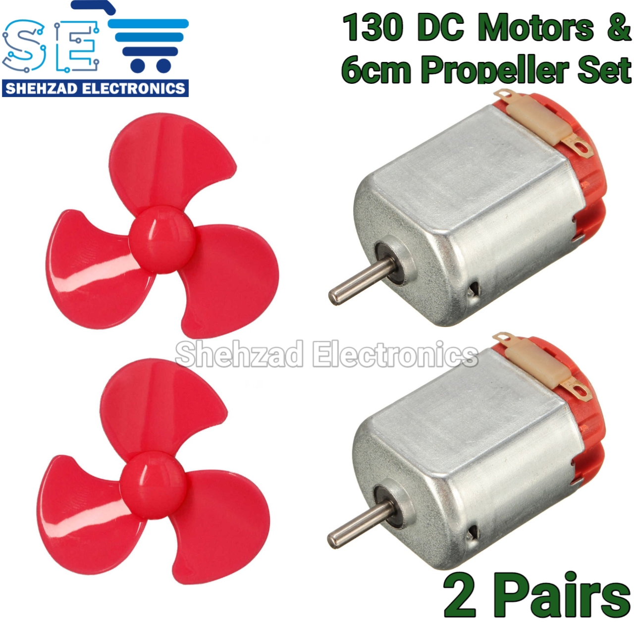 2 Pairs 3V RS-140 DC Motors Plus 6cm Plastic Fan Propellers Set for DIY ...
