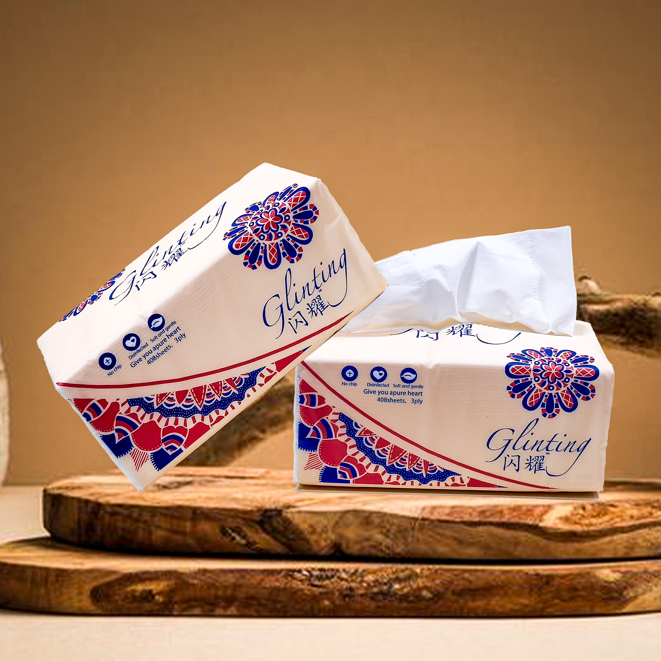 Glinting 5 Ply Facial Tissue Soft Pack, Car Tissue Refill, Disposable ...