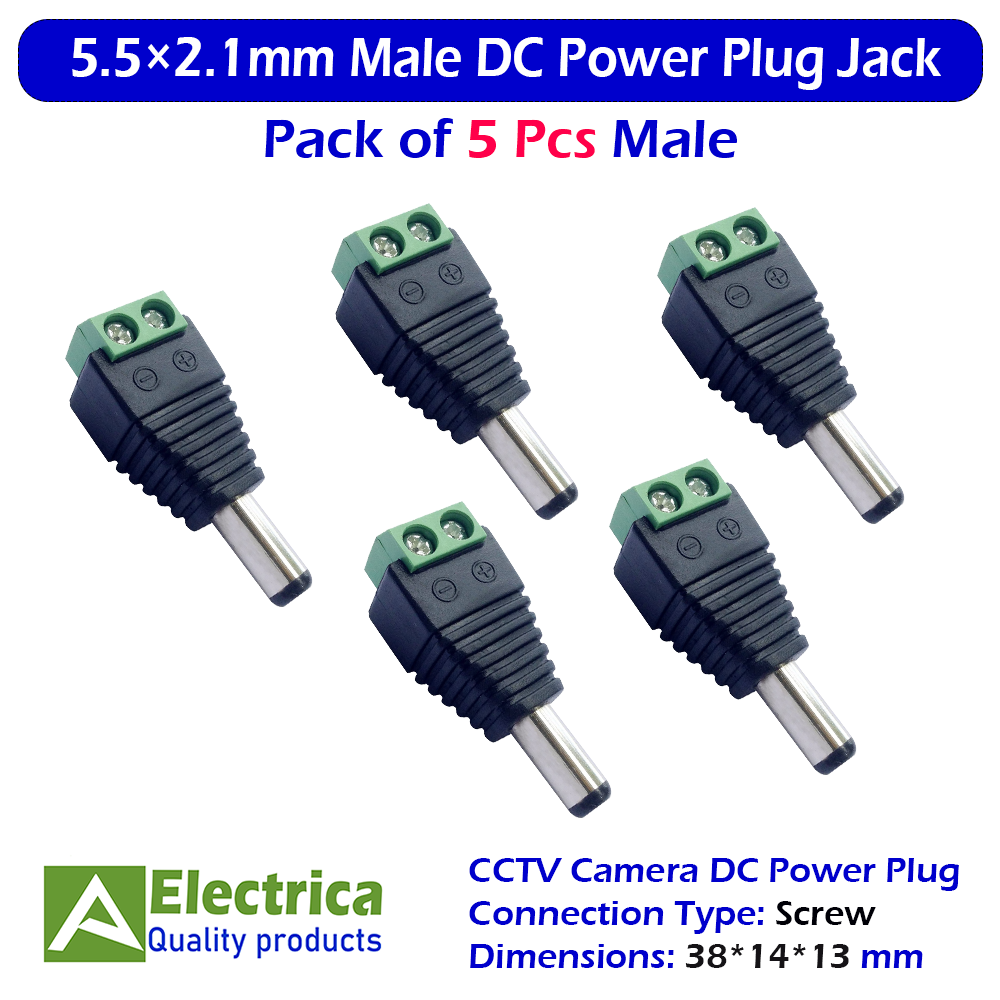 CCTV Carma DC Power Connector Jack 5.5x2.1mm Male Female Plug Socket ...
