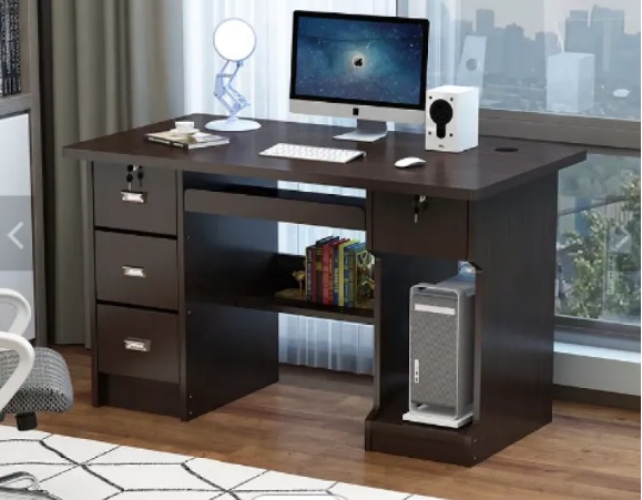 Space Saving Computer Desk with 4 Drawers and Storage Shelf - Gaming ...