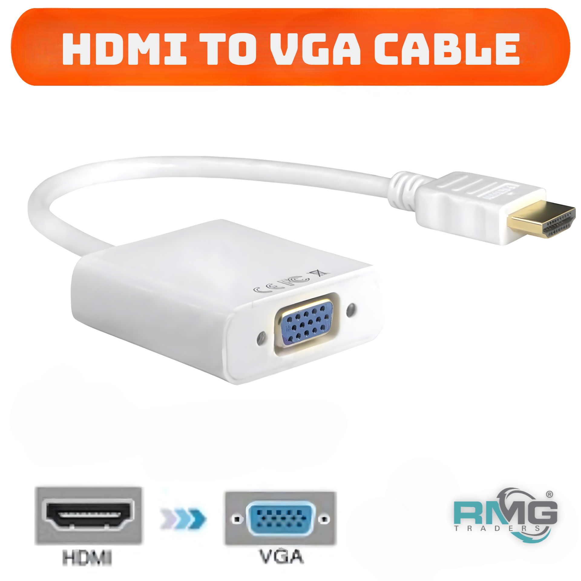 HDMI to VGA Adapter Cable [RMG Ready Stock] for PC/Laptop (White ...