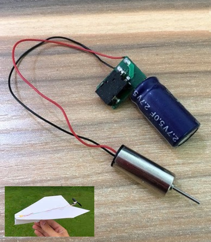 Mini capacitor airplane model kit 6x15mm 3.7V capacitor 46mm propeller ...