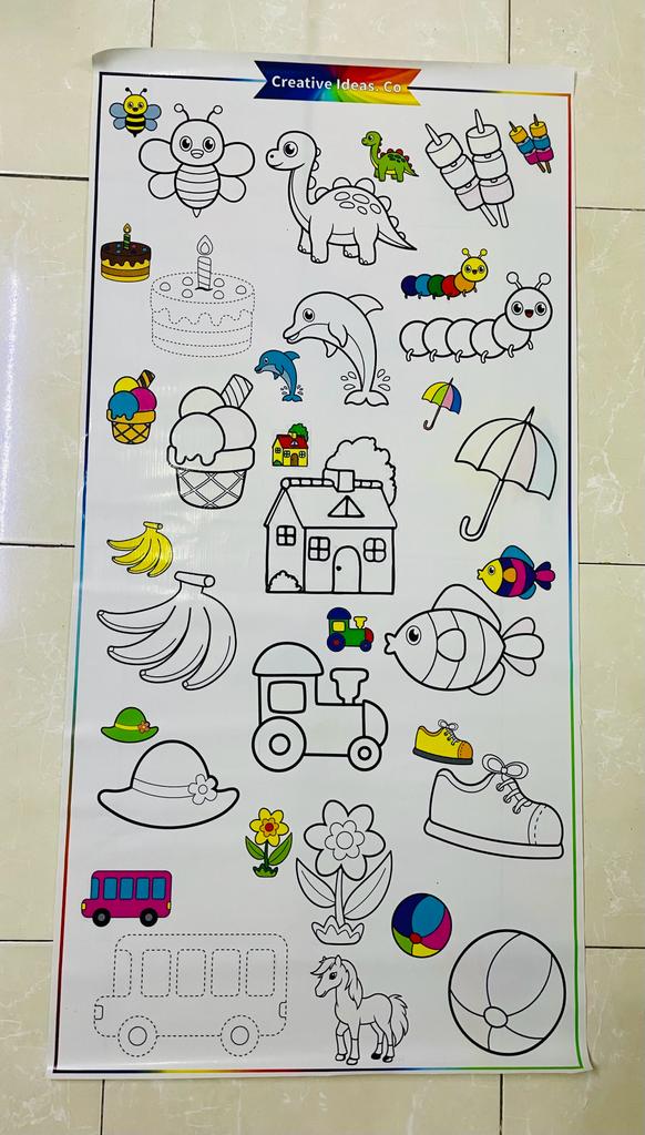 Kids Colouring Mat Art Crayon Marker Reusable Children Drawing roll ...