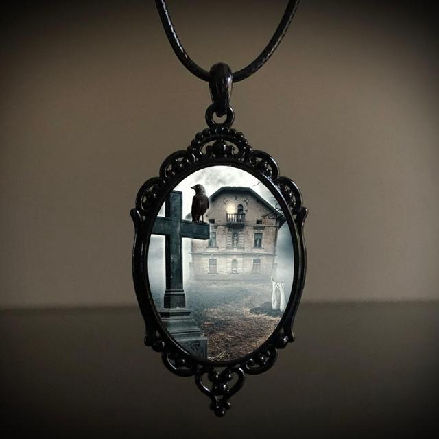 Gothic Vampire Cameo Necklace Women Men Fashion Pagan Witch Jewelry ...