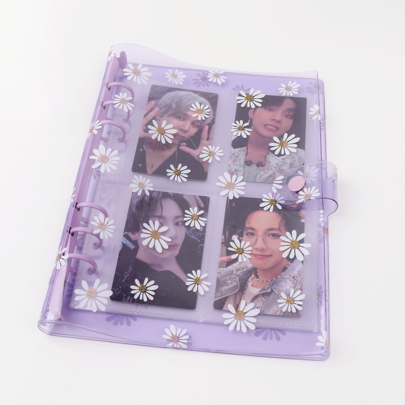 INS Daisy Transparent Purple A5 A6 Binder Album Cover 6 Holes Photo ...