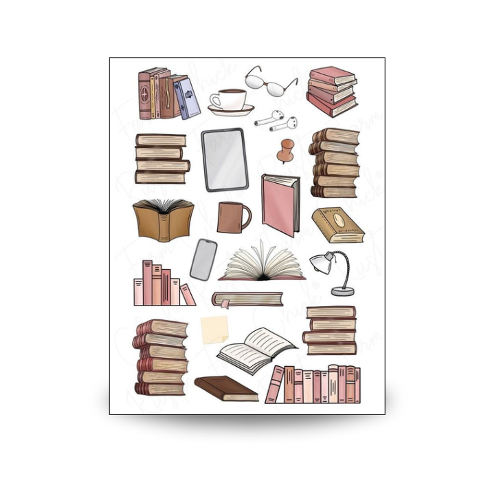 Books Mini UNCUT Sticker Sheet - A6 size - 15 x 10 cm | Journal ...