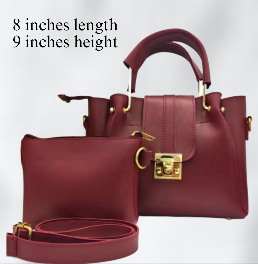 Ladies Soft PU Leather Handbag with Small Carry Pouch and Adjustable ...