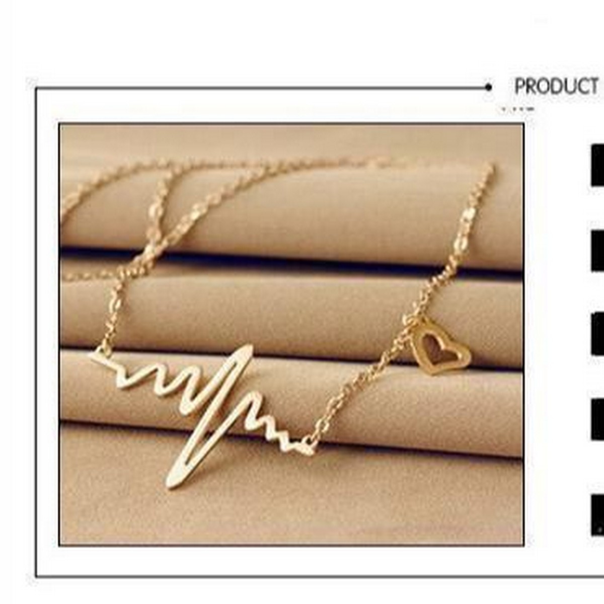 ECG Necklace Heartbeat frequency waves Metal ECG Pendant stylish chain ...
