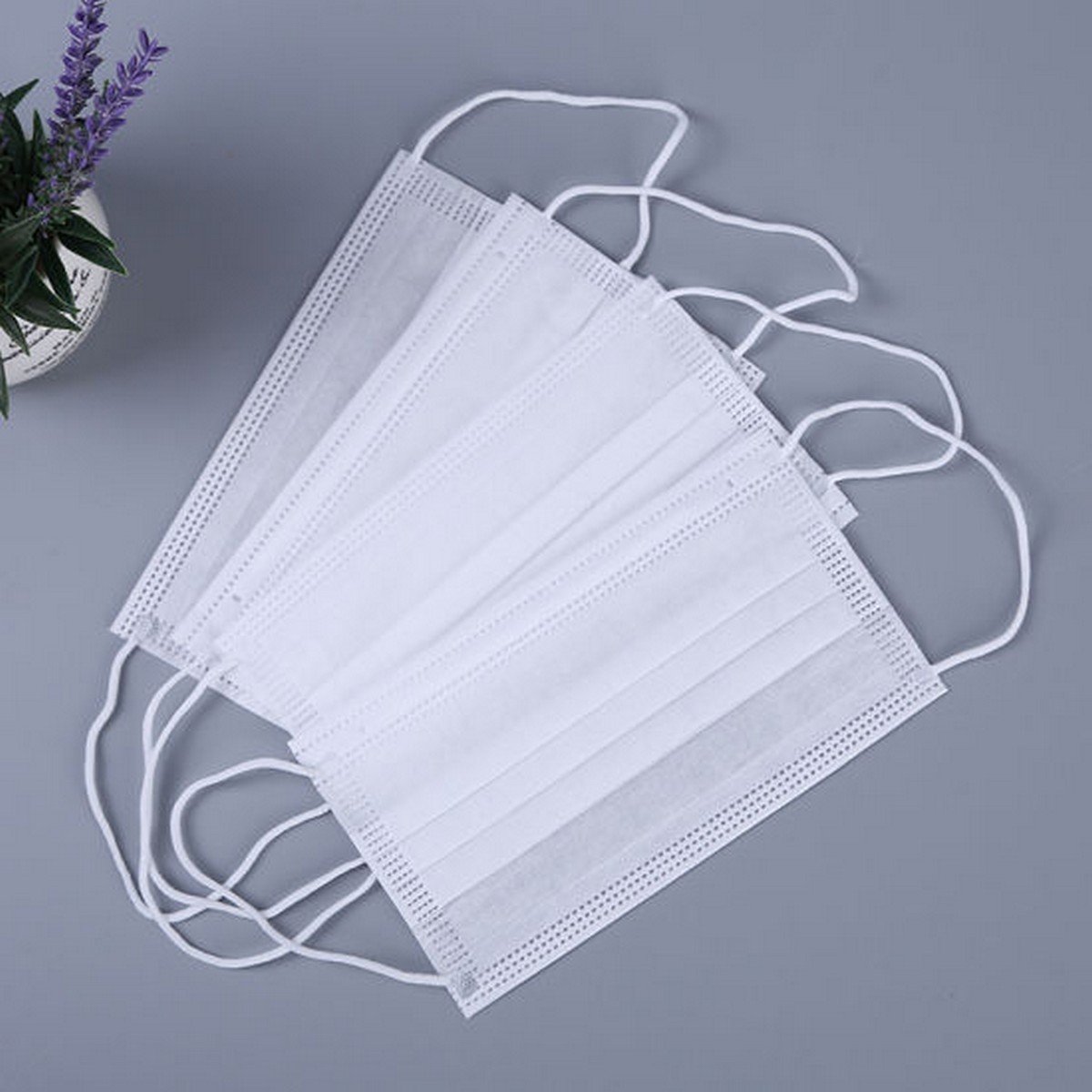 Disposable Face Mask White 3 Protective Layers, Nose Pin Cover Pack Of ...