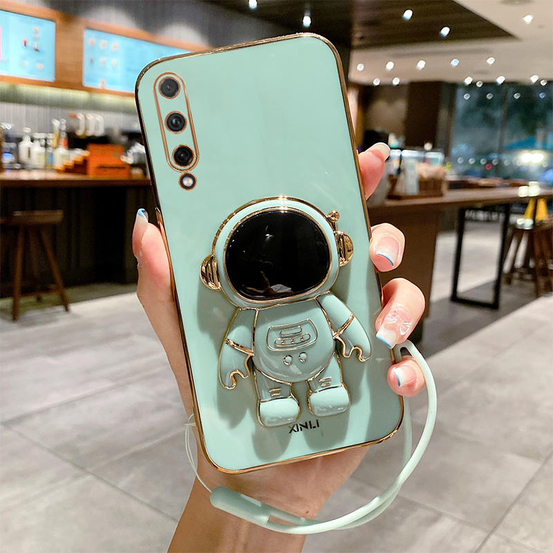 For Huawei Y9s Back Cover with Lanyard + Cartoon Astronaut Folding ...