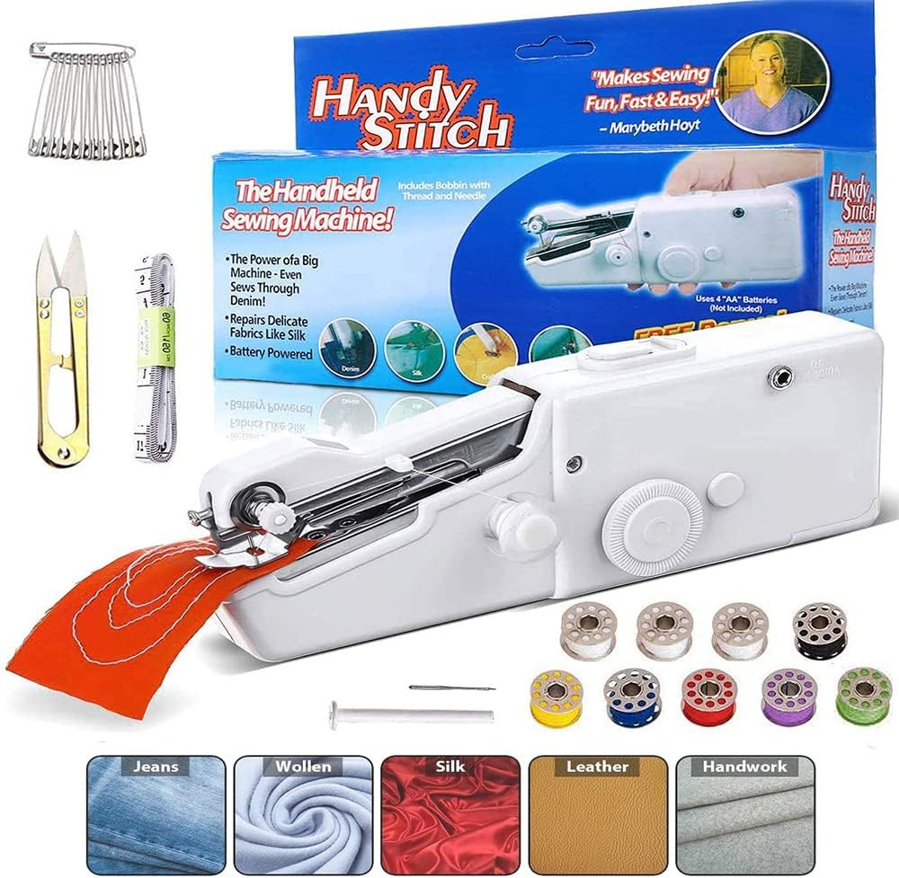 Sewing Machine - Handheld Electric Stitch -, Fabric, Home & Travel Use ...