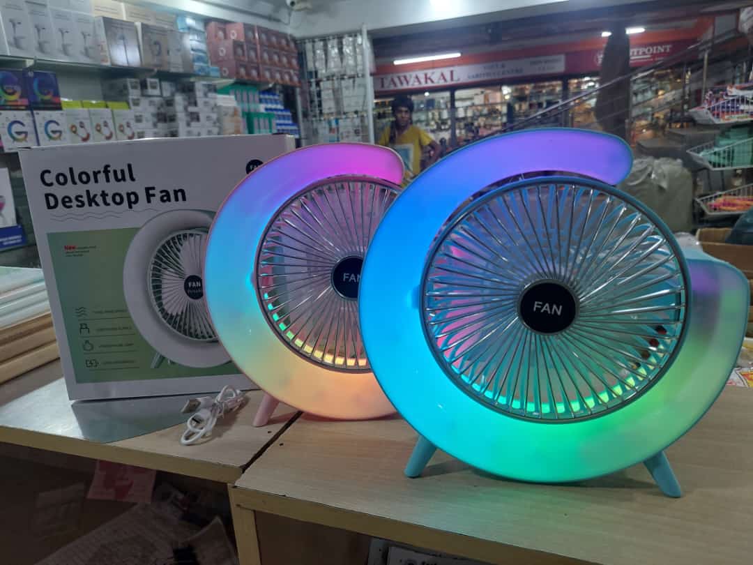 New Electric Fan RGB Lighting Fan USB Rechargeable Desktop Fan Home ...