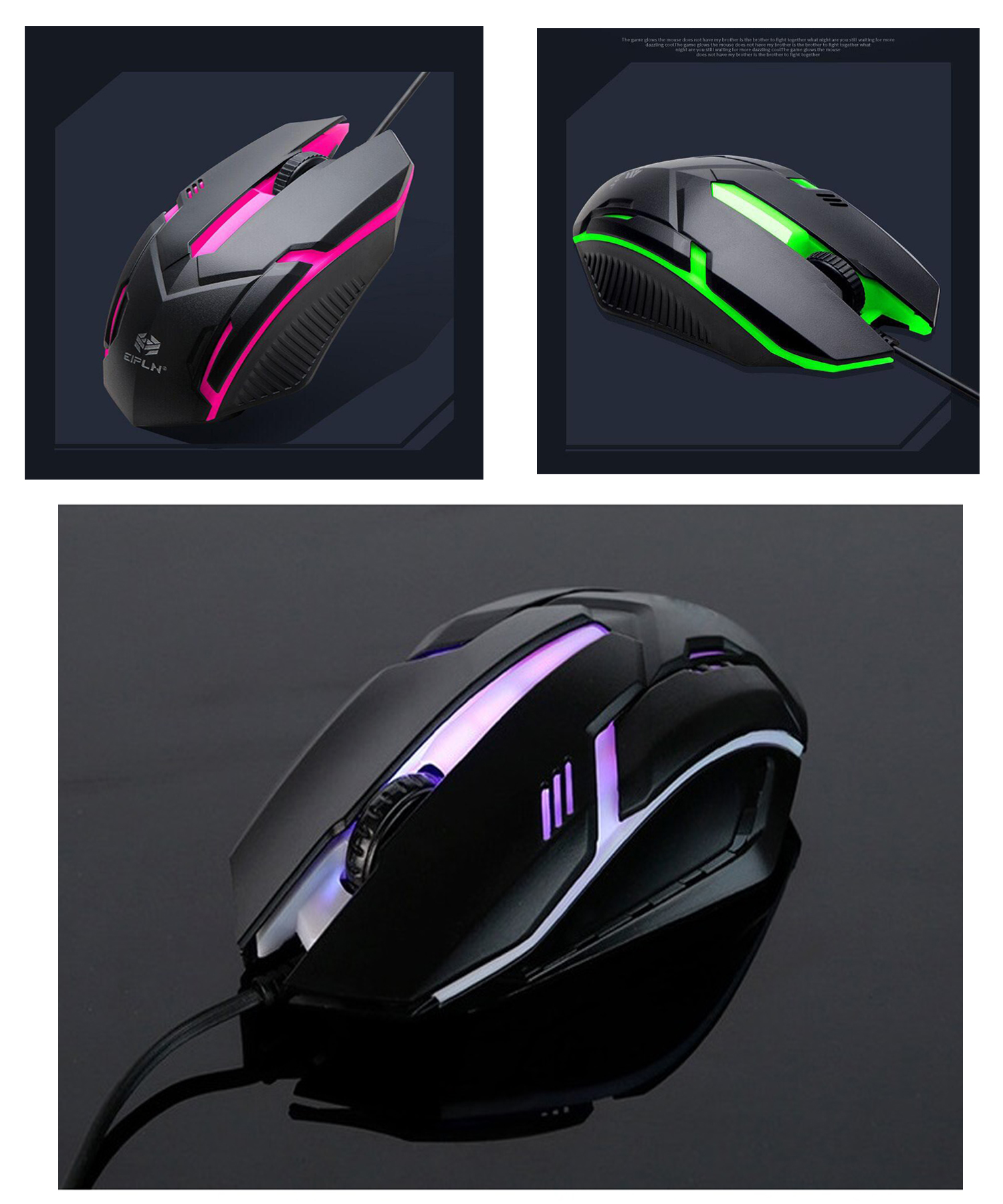 USB Wired Opticle Computer Laser RGB Gaming Mouse 7 Color Changing Big ...