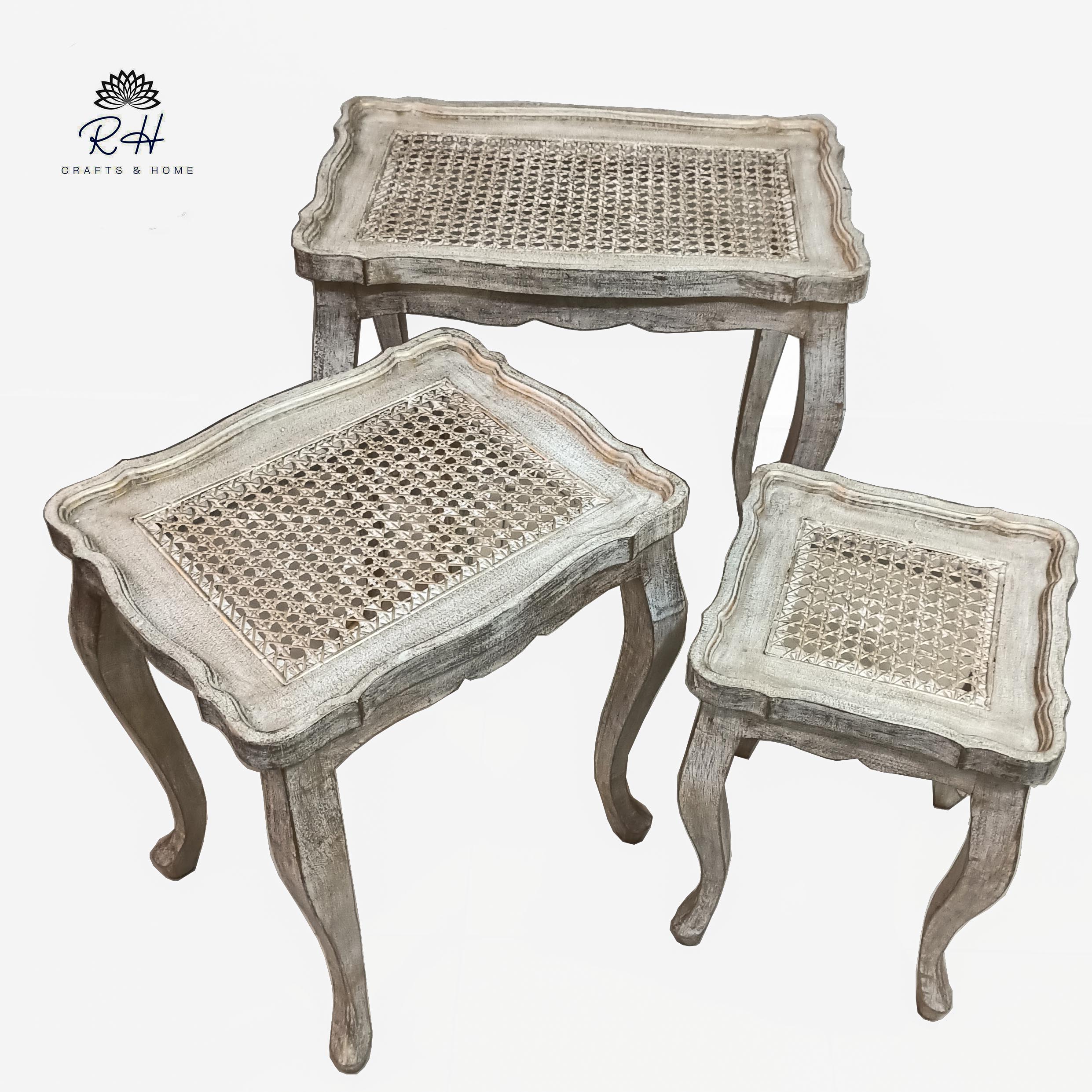 RH Crafts & Home | Set of 3 Hand Painted Chalk Finished Nesting Tables - Side Table - Coffee ...