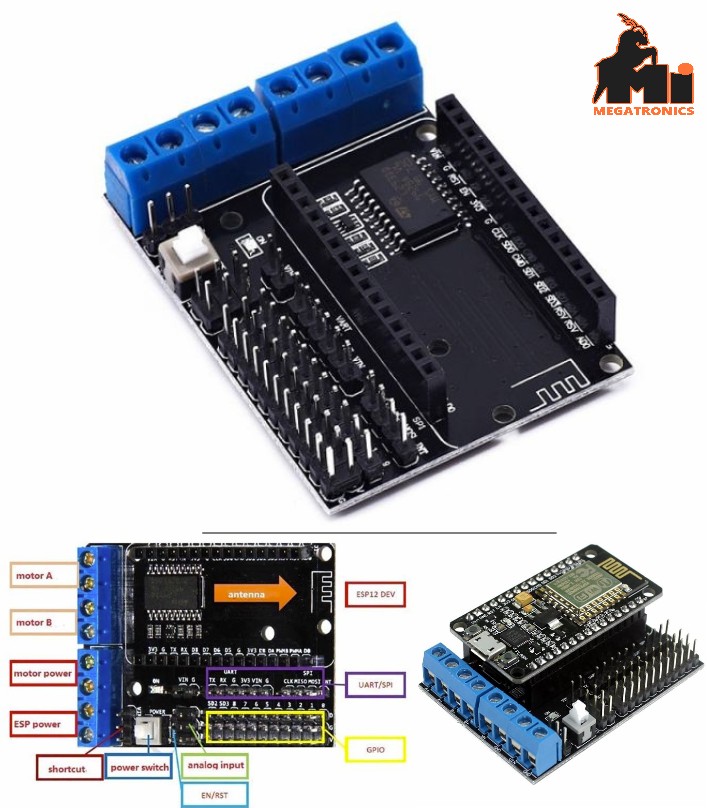 ESP8266 L293D Motor Driver Expansion Board WiFi NodeMcu Lua ESP12E V2.0 | Daraz.pk