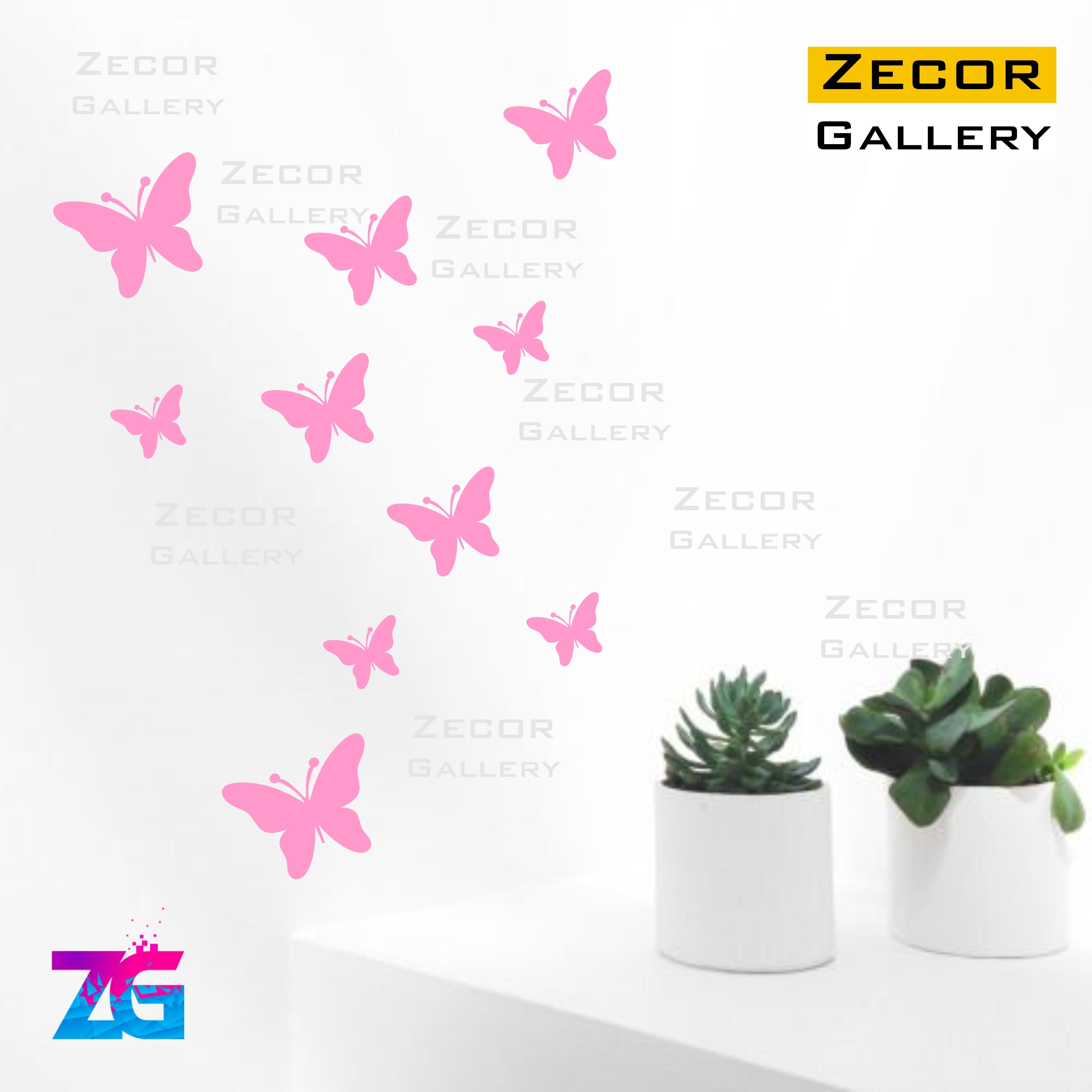 ZECOR GALLERY Pack of 55 BUTTERFLIES Self Adhesive Stickers for Wall ...
