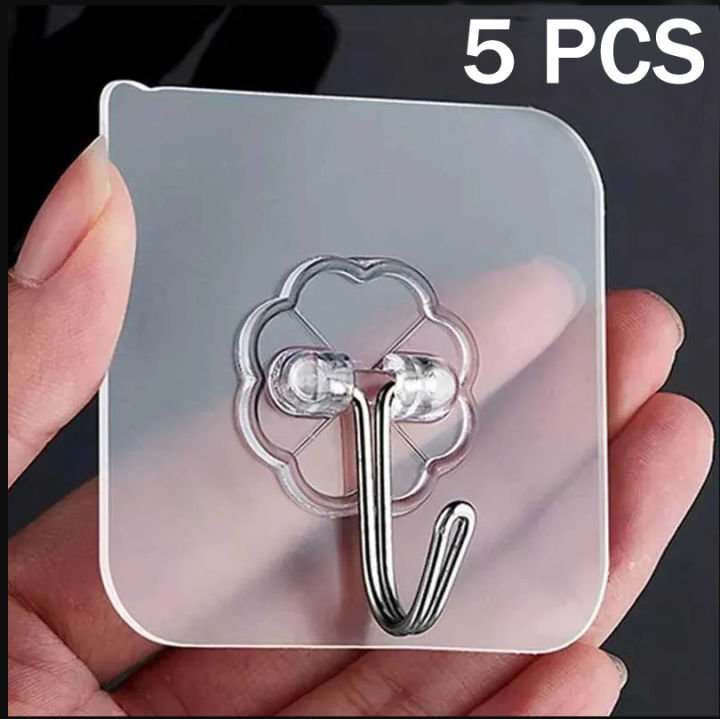 5 Pcs Pack of Adhesive Suction Cup Hooks stick hook Heavy Duty Sticky ...