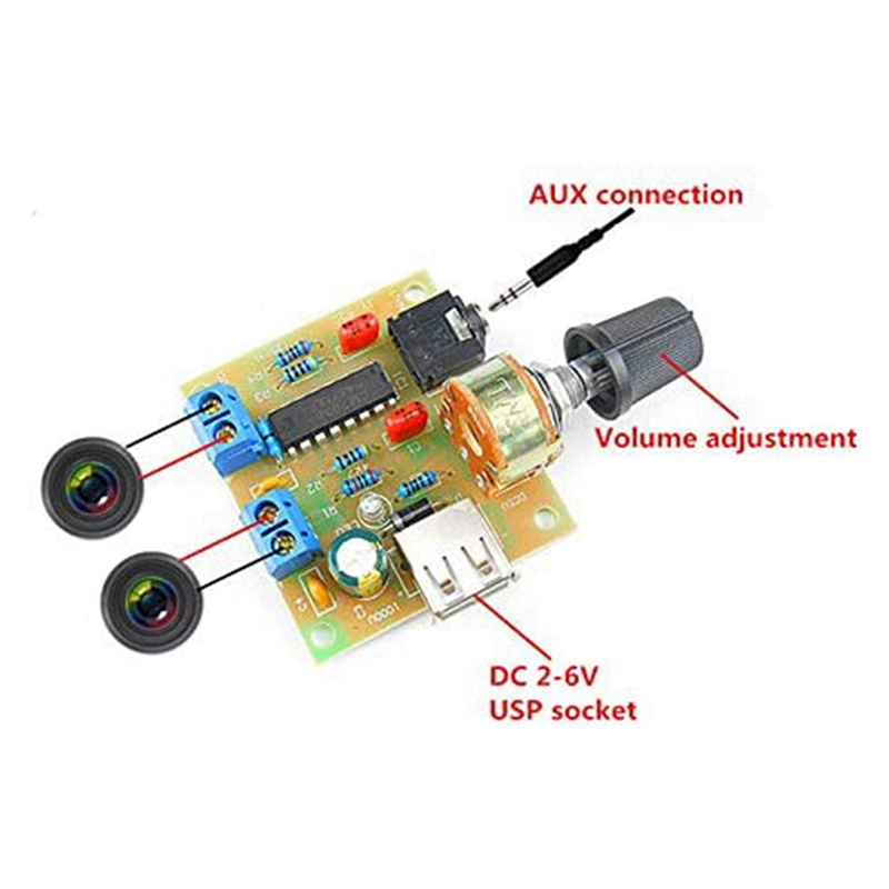 2X Mini Power Amplifier Board 5W+5W HiFi Two-Channel PM CM2038 5V USB ...