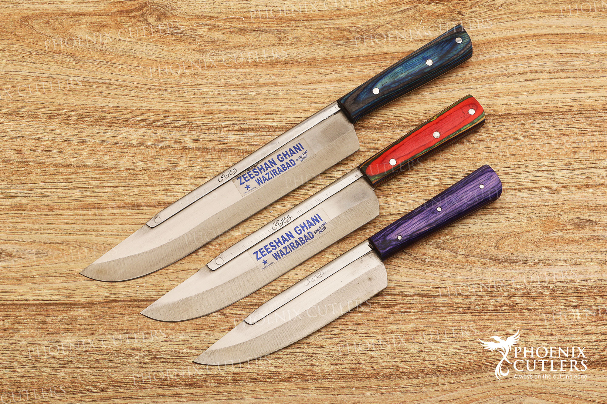 Zeeshan Ghani Funder Slaughter / Qurbani Knives 3pcs Set 10, 8, 6 ...