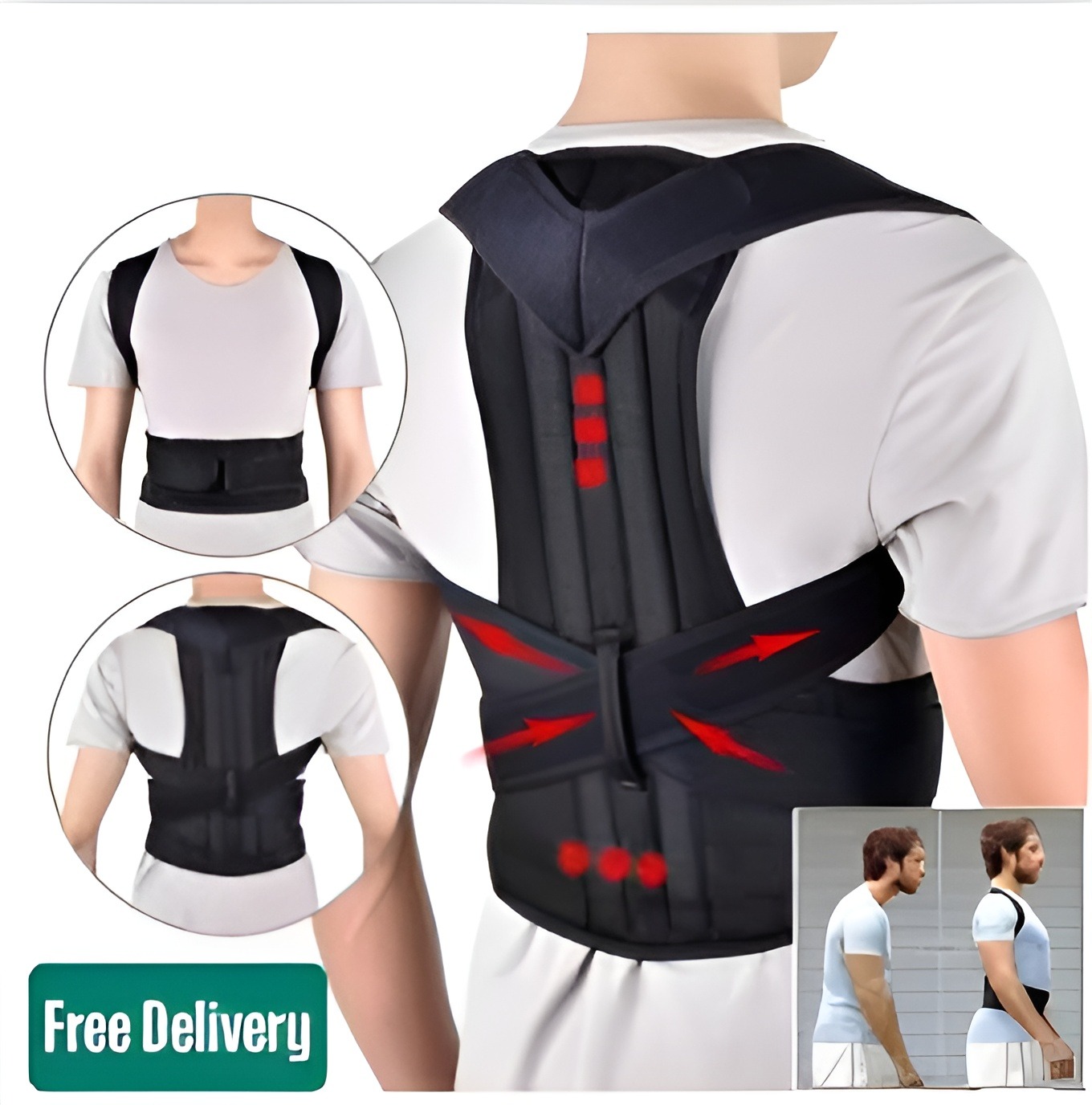 Adjustable Magnetic Posture Corrector Corset Back Brace Back Belt ...