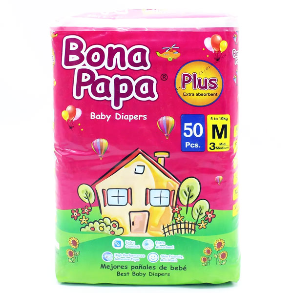 Bona Papa Medium Size Baby Diaper (50 Pcs) Pampers Plus Bonapapa Price ...