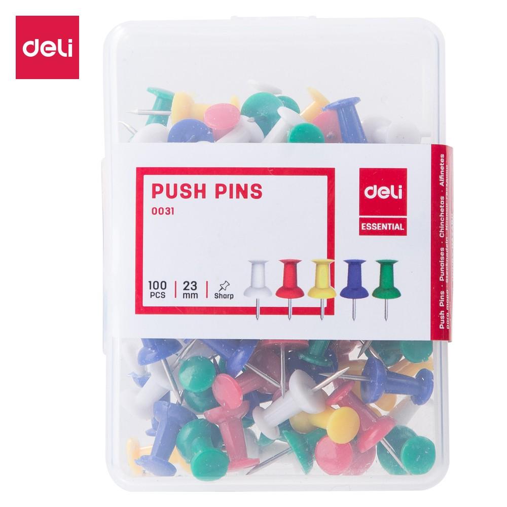 Deli Pack of 100 Plastic Thumb Pins - Push Pins for Notice Board - 0031 ...