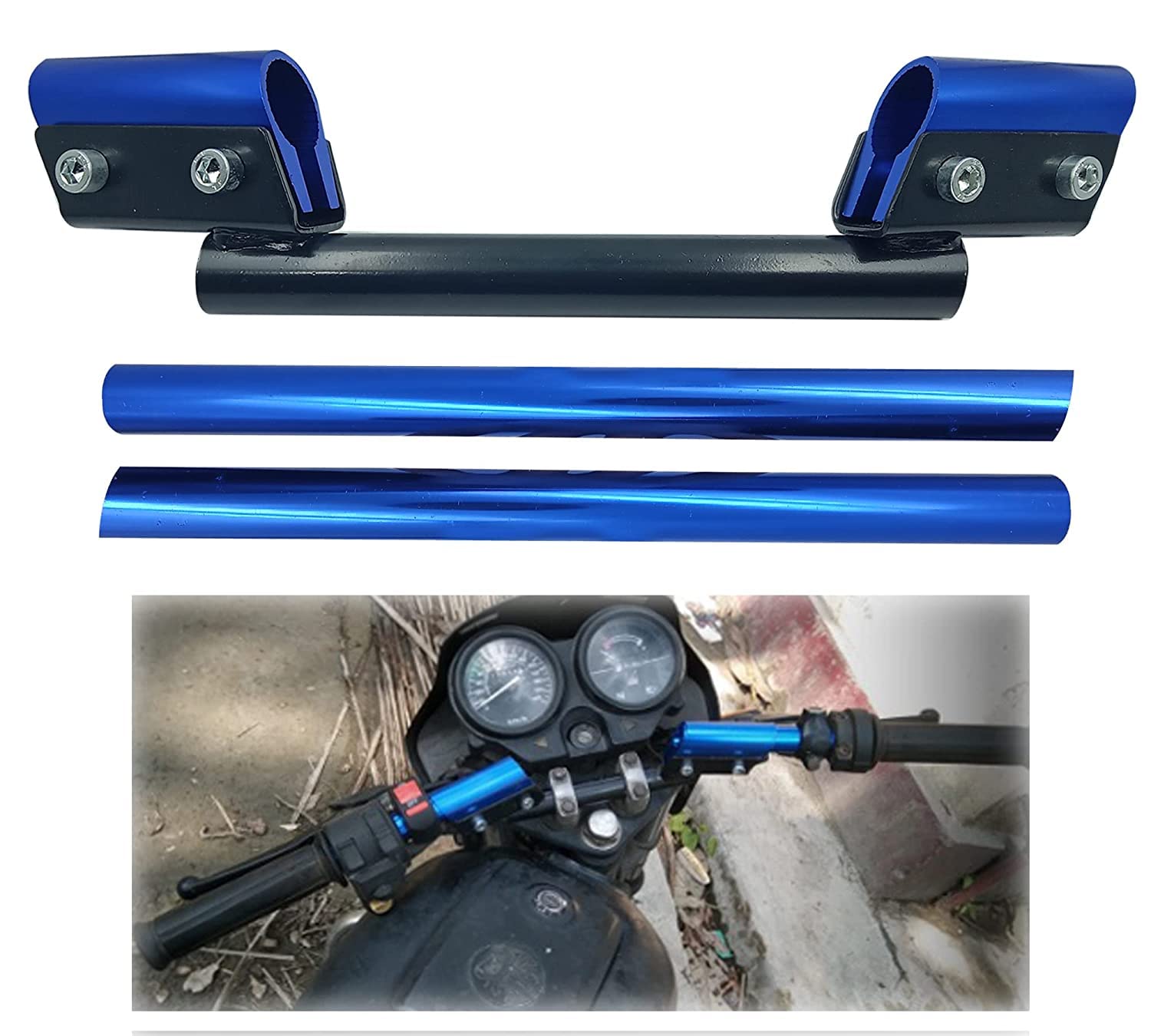 Aluminum 3 Piece Handle Universal Adjustable Black Handle Bar for ...