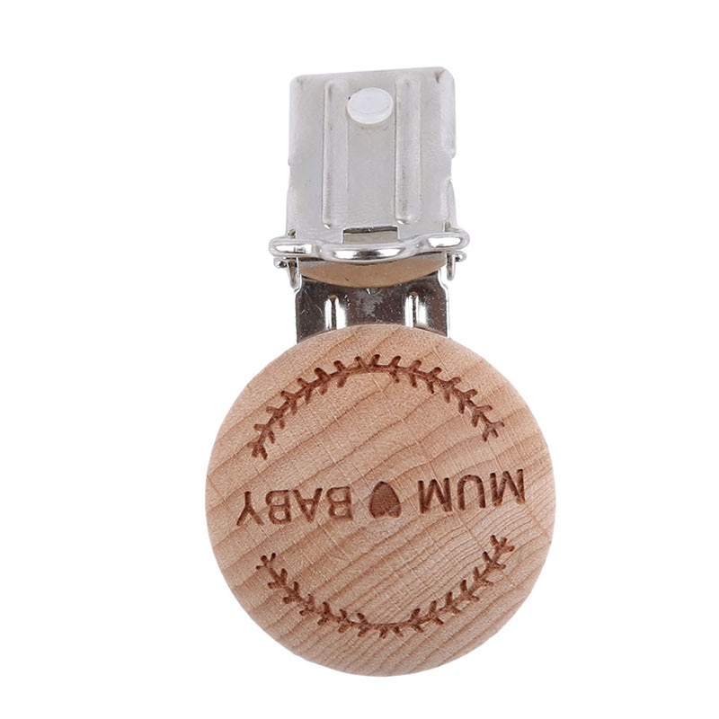 【VisioN Shop】Engraved Clips Pacifier Holder Cartoon Beech Wood Baby ...