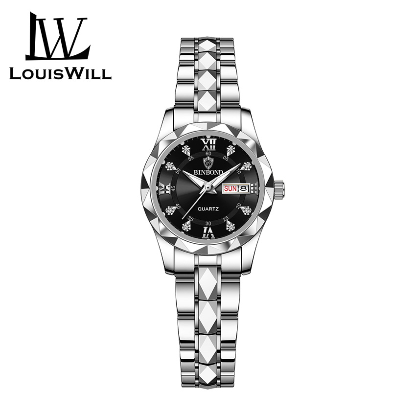 LouisWill Women's Watch Fashion Quartz Movement Watch Steel Strap ...