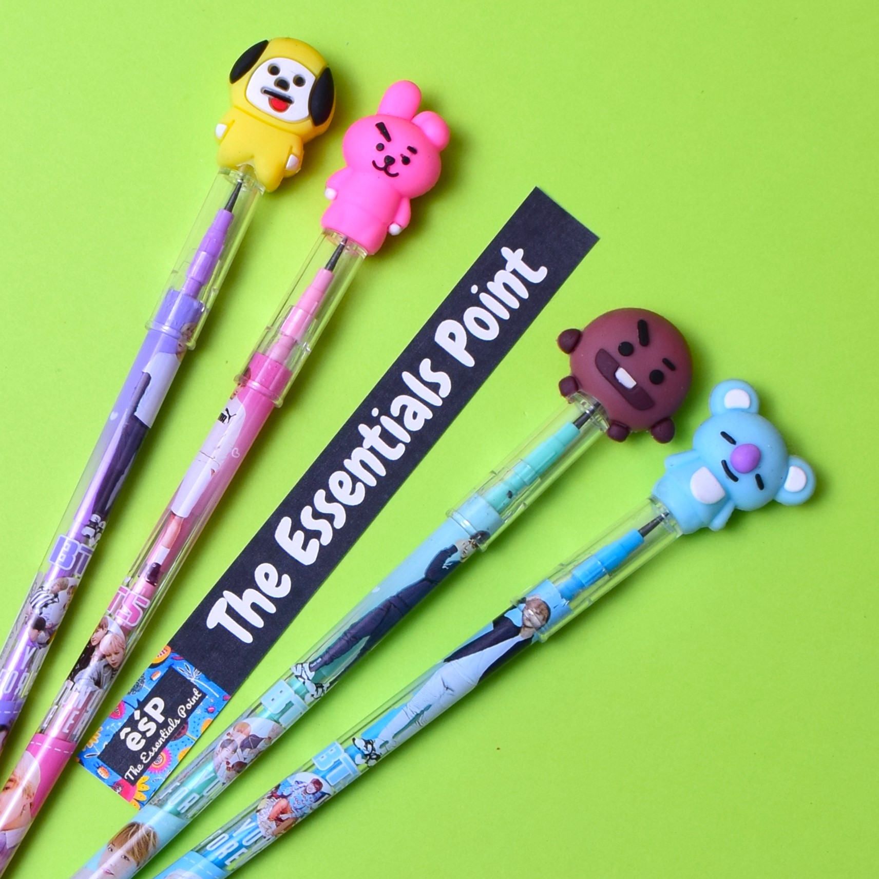 4 x BTS / BT21 pencils - Fancy Lead Bullet Push (sika) Pencil For Kids ...