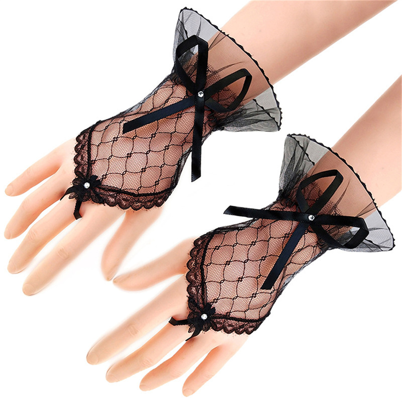 Vintage Lace Fingerless Gloves Beautiful See Through Bowknot Party Short Gloves Fengshi | Daraz.pk
