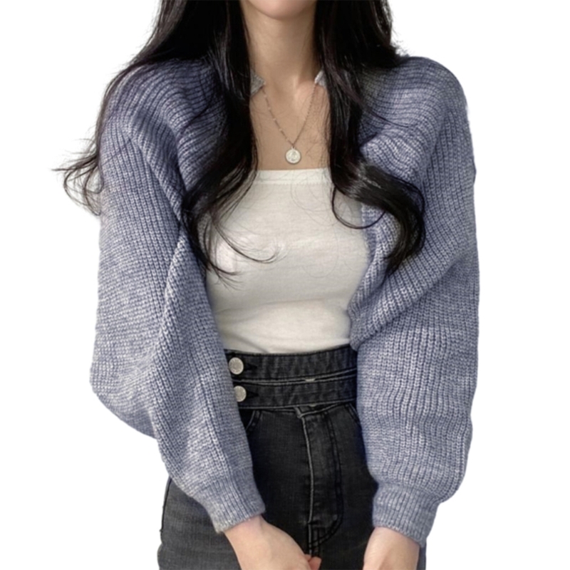 Women Cardigans Open Front Shrugs Long Sleeve Cropped Cardigan Sweaters ...