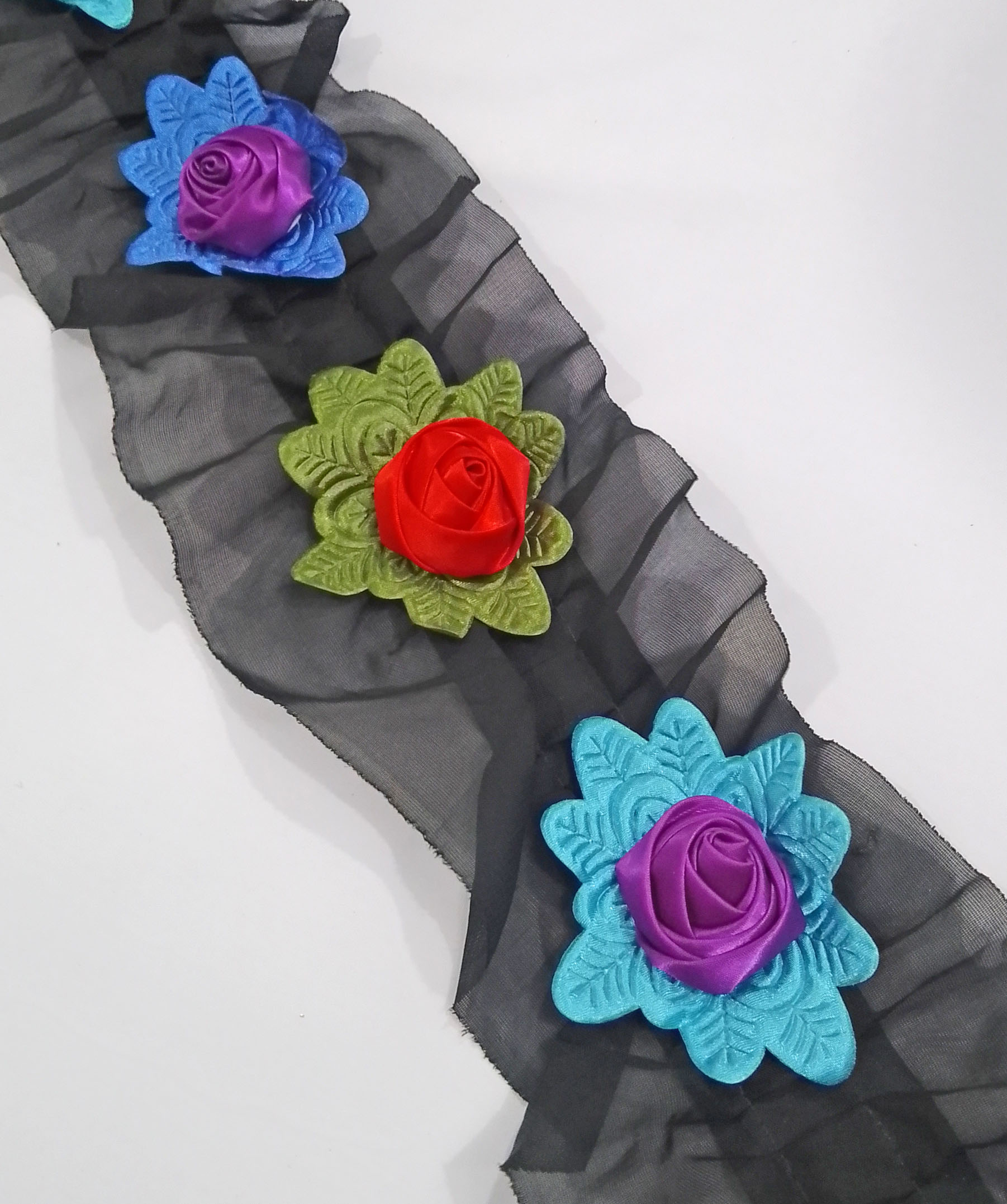 1 Yard/Gaz Handmade Multicolor Flowers Big Size Jali Lace - Versatile ...