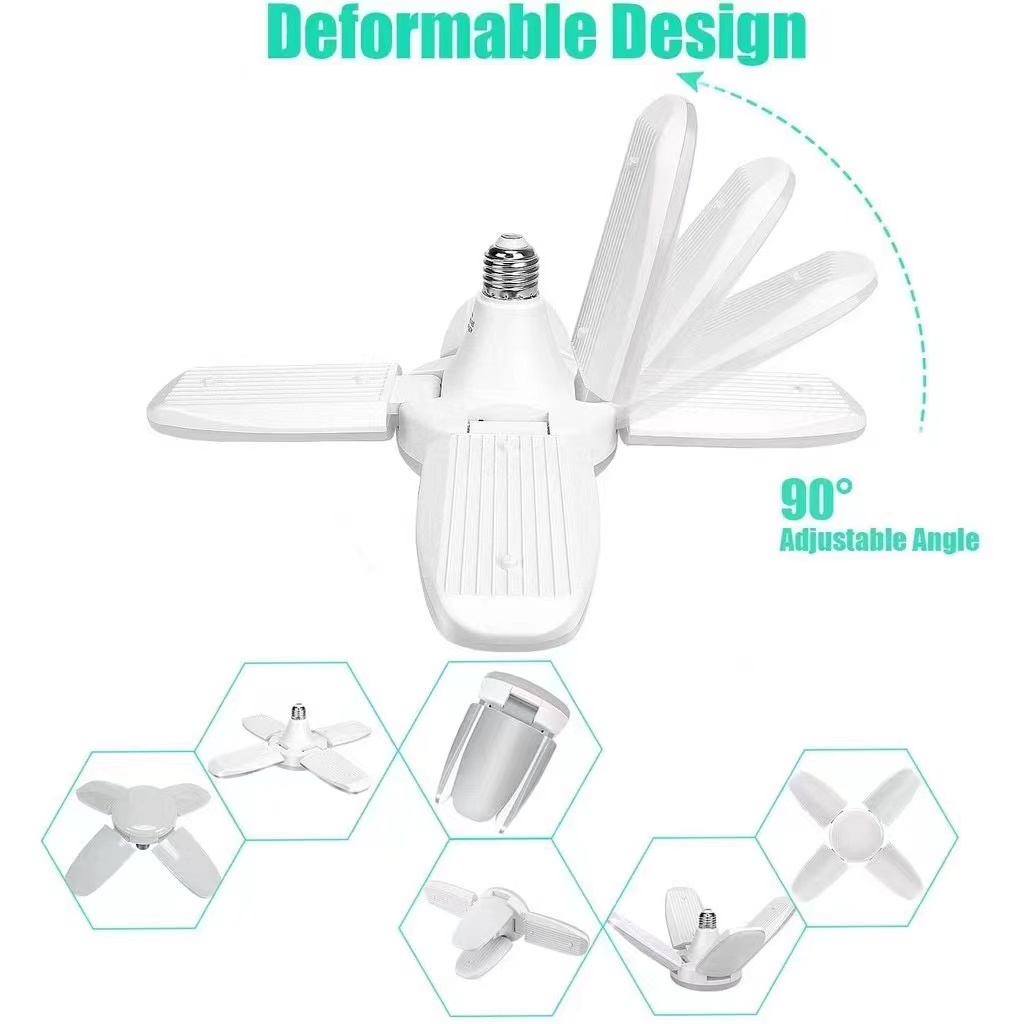 100% original lucky Mini led E27 folding fan bulb 28W LED light bulb AC ...