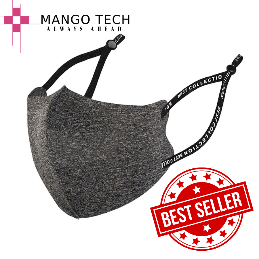 Grey Adjustable Face Mask Washable Reusable Cotton Ice Silk 3D Mask For Adults - Mango Tech ...