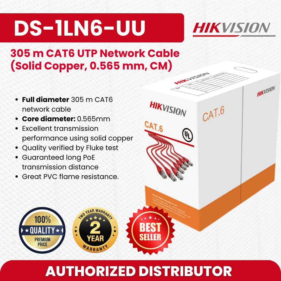 HIKVISION-DS-1LN6-UU-CAT6 UTP Network Cable (Solid Copper, 0.55 mm ...