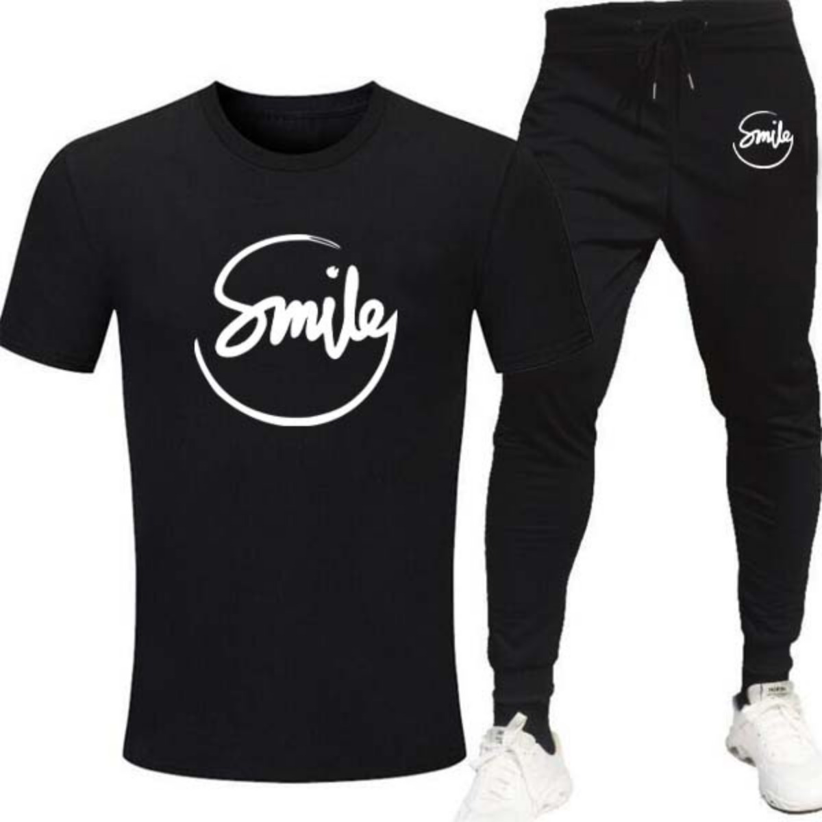 Customized Vinyl Smiley Printed Tracksuit For Men (T shirt and Trouser ...