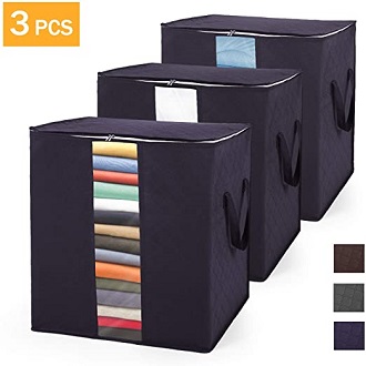 Pack Of 3 Folding Storage Bag Closet Organizer Cloth Storage Boxes for ...