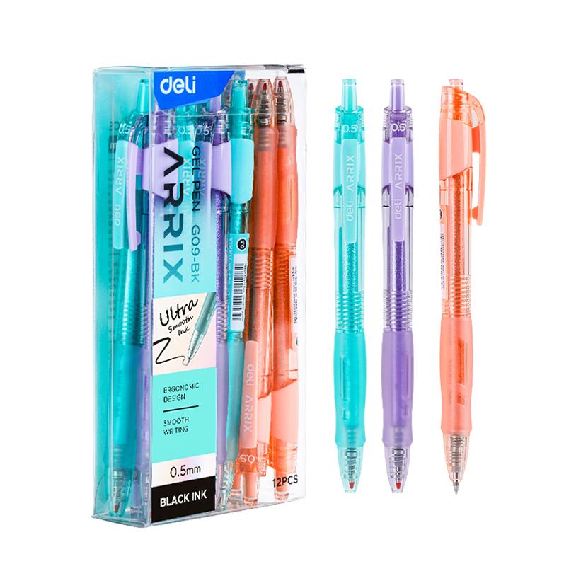 Deli ARRIX G09-BK Gel Pen | Black Ink Gel Pen | 12 Pcs Pack | Daraz.pk
