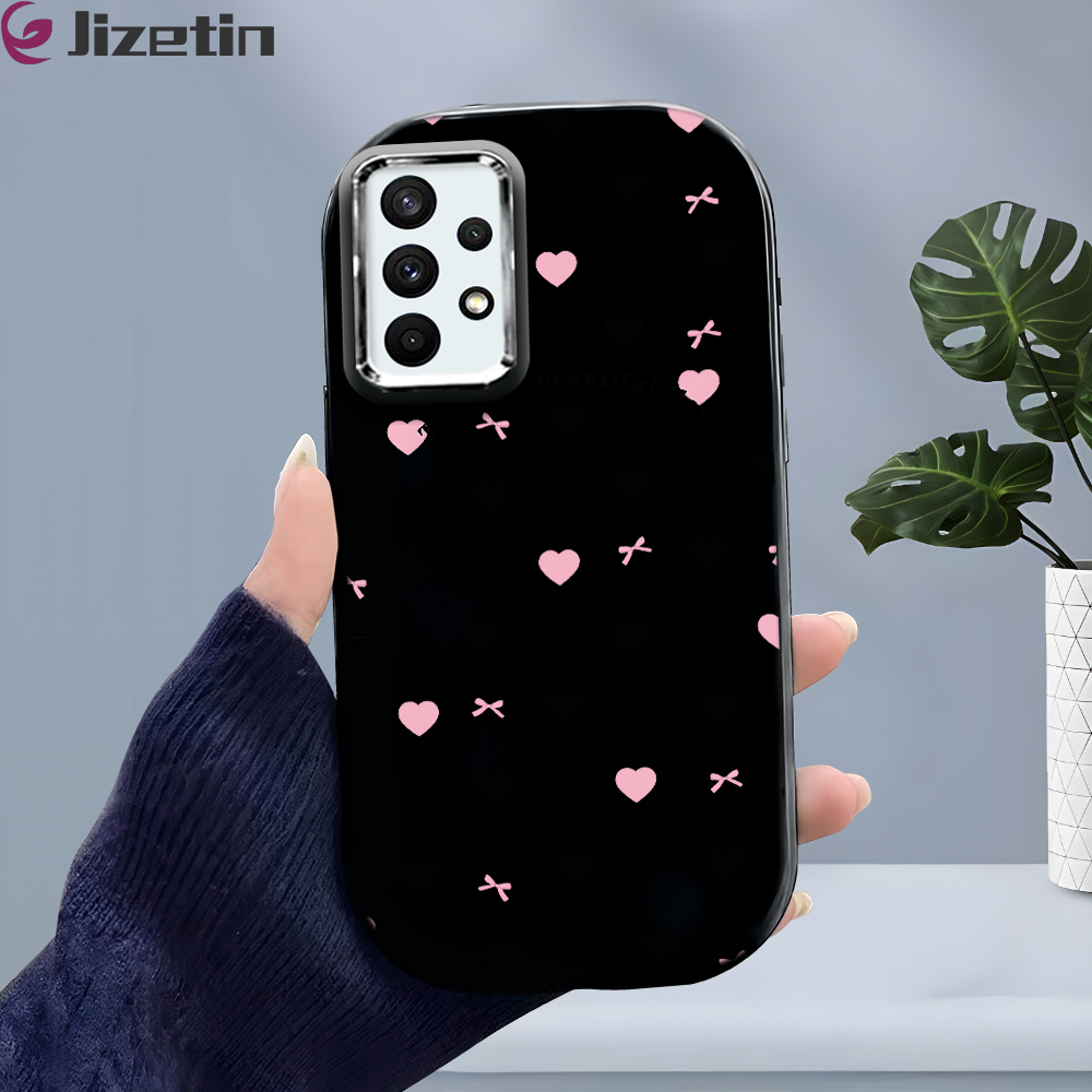 Jizetin for Samsung A32 4G Back Cover Black Heart Shape Bright Lens ...