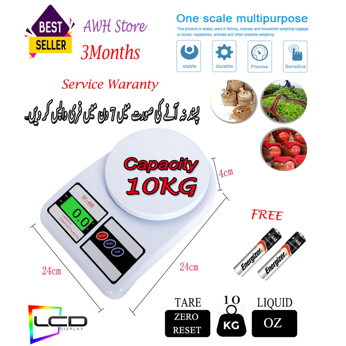 Kitchen Scale 10kg/1g Weight Machine For Vegetable,Fruit,Jewellery ...
