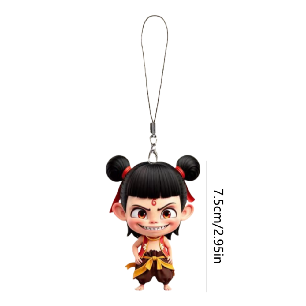Creative Cartoon Anime Ne Zha 2 Keychain Cute Funny Ne Zha Pendant ...