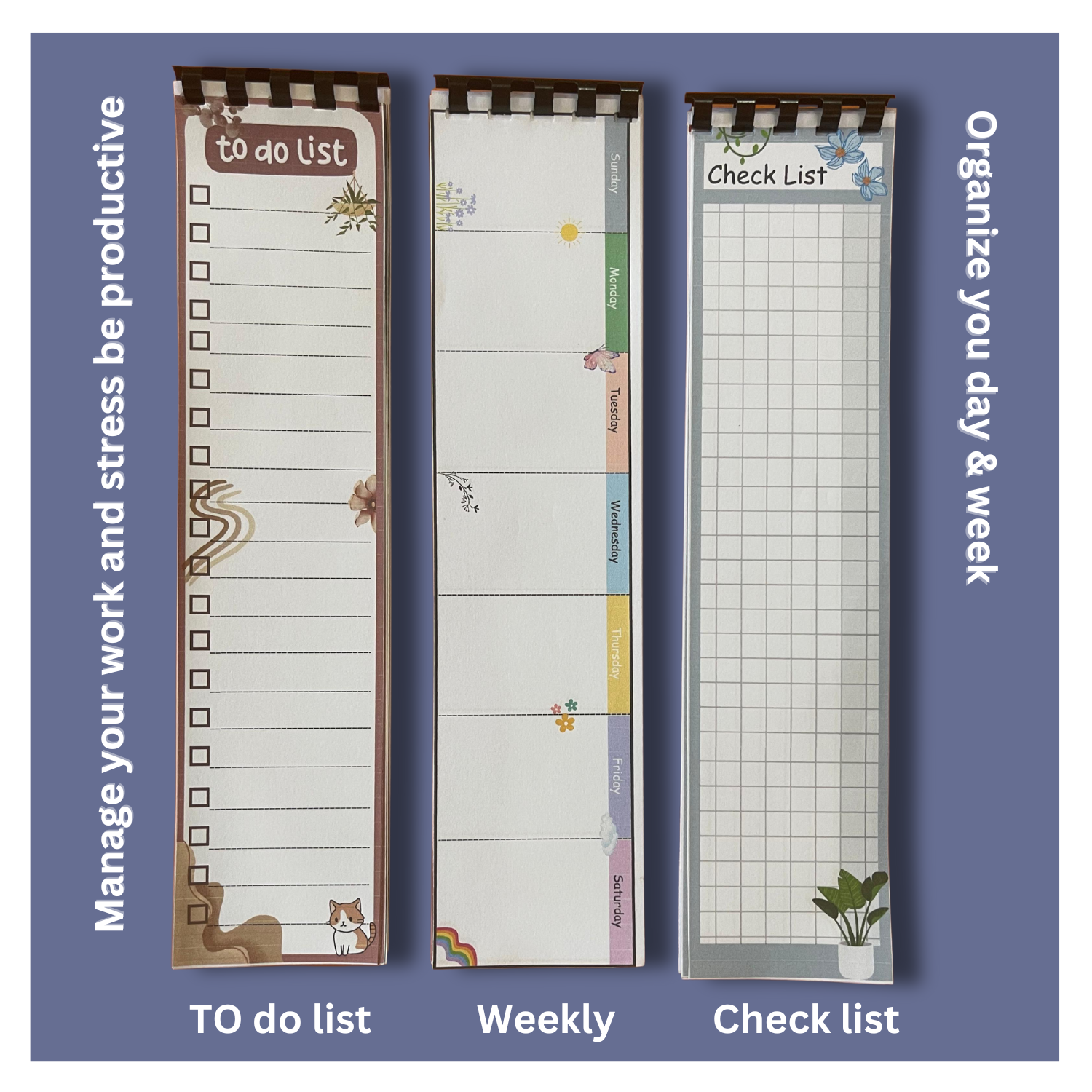 Daily Planner | spiral weekly Checklist |Memo Notepad | Student to do ...