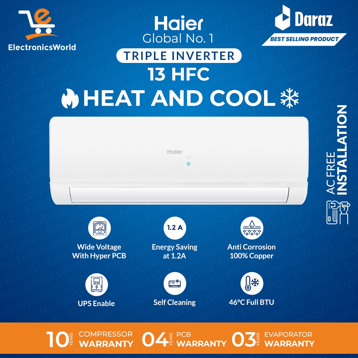 Haier AC 1 Ton DC Inverter Split | New 2025 Model 13HFC ( 13300 BTU ...