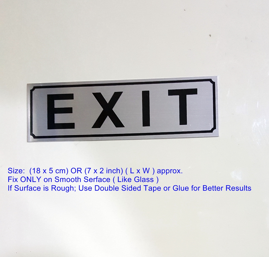 EXIT Plate - Aluminium Sign Plate (Mirror OR Glass Mountable Name Plate ...