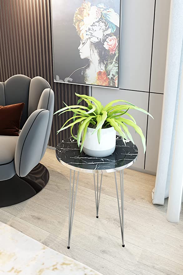 Mdf Wood Round Nesting Table With Metal Stand 1 Pcs / Set of 3 Round ...