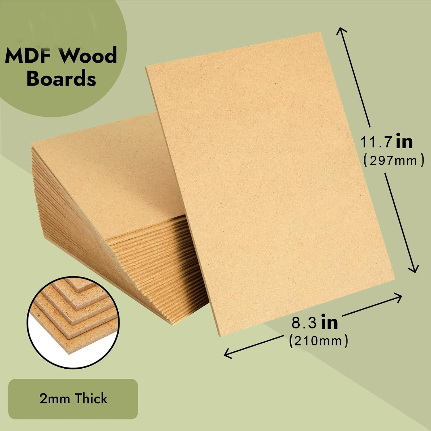 A4 MDF Wood Boards for Artwork 2mm Medium Density Wood Sheet ...