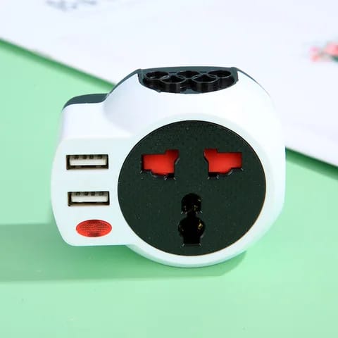4-in-1 Multi Travel Adapter with Dual USB Port - Black/White Combo ...