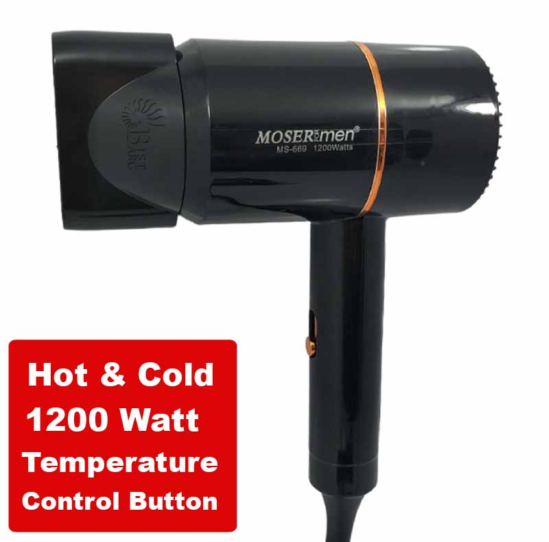 Mosermen Ms-669 1200 watt Hair Dryer For Men and Women Hot and Cold ...