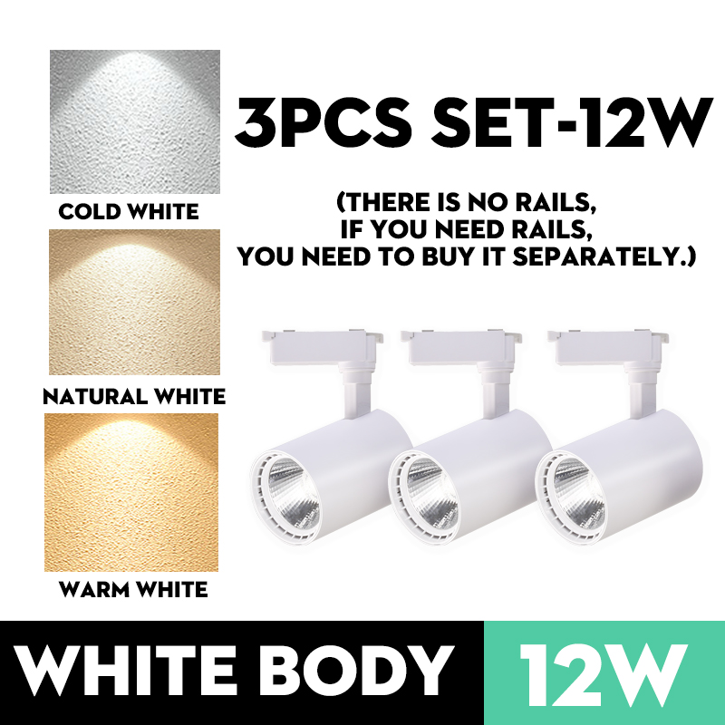 3PCS/SET LED Track Light Spotlight 12W 20W 220V Warm White Flicker Free ...